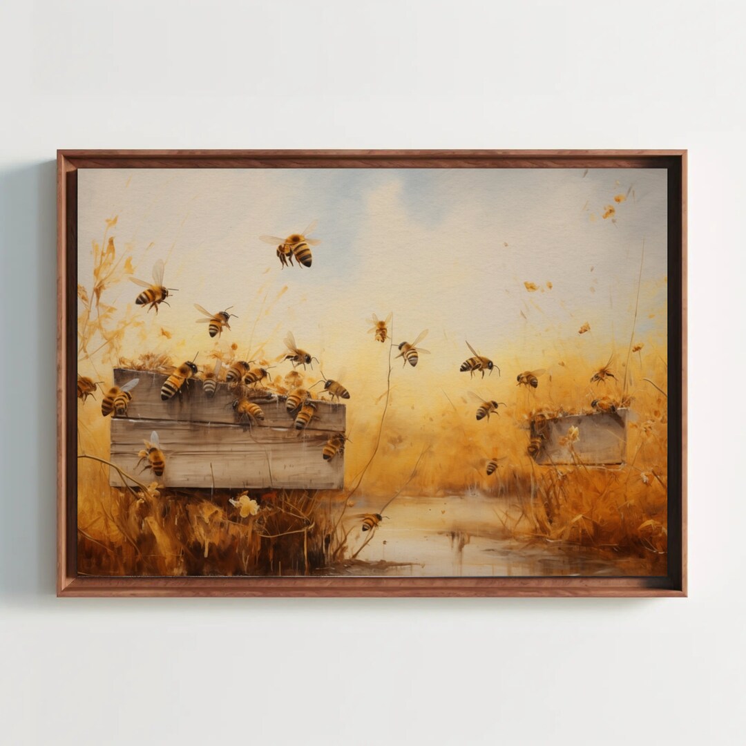 Beehive Print | Bees Print | Honey Collecting | Busy Work Art ...