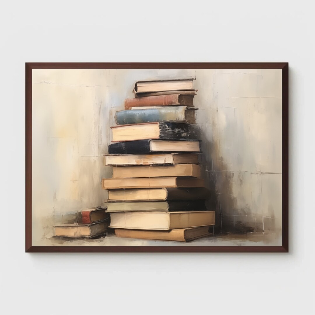 Pile of Books Art Print | Books Decoration | Faded Books Poster ...