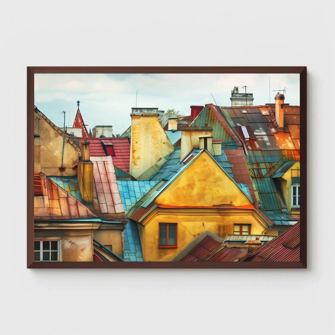 Colourful Rooftops Art | Rooftop Painting | Living Room Decoration ...