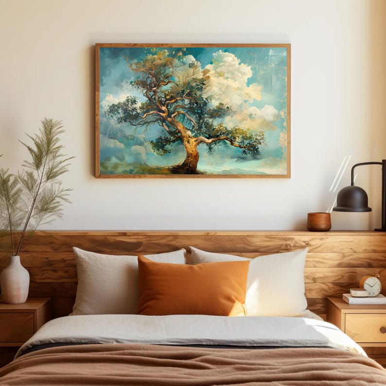 Big Tree Painting | Colourful Artwork | Vintige Print | Old Tree ...