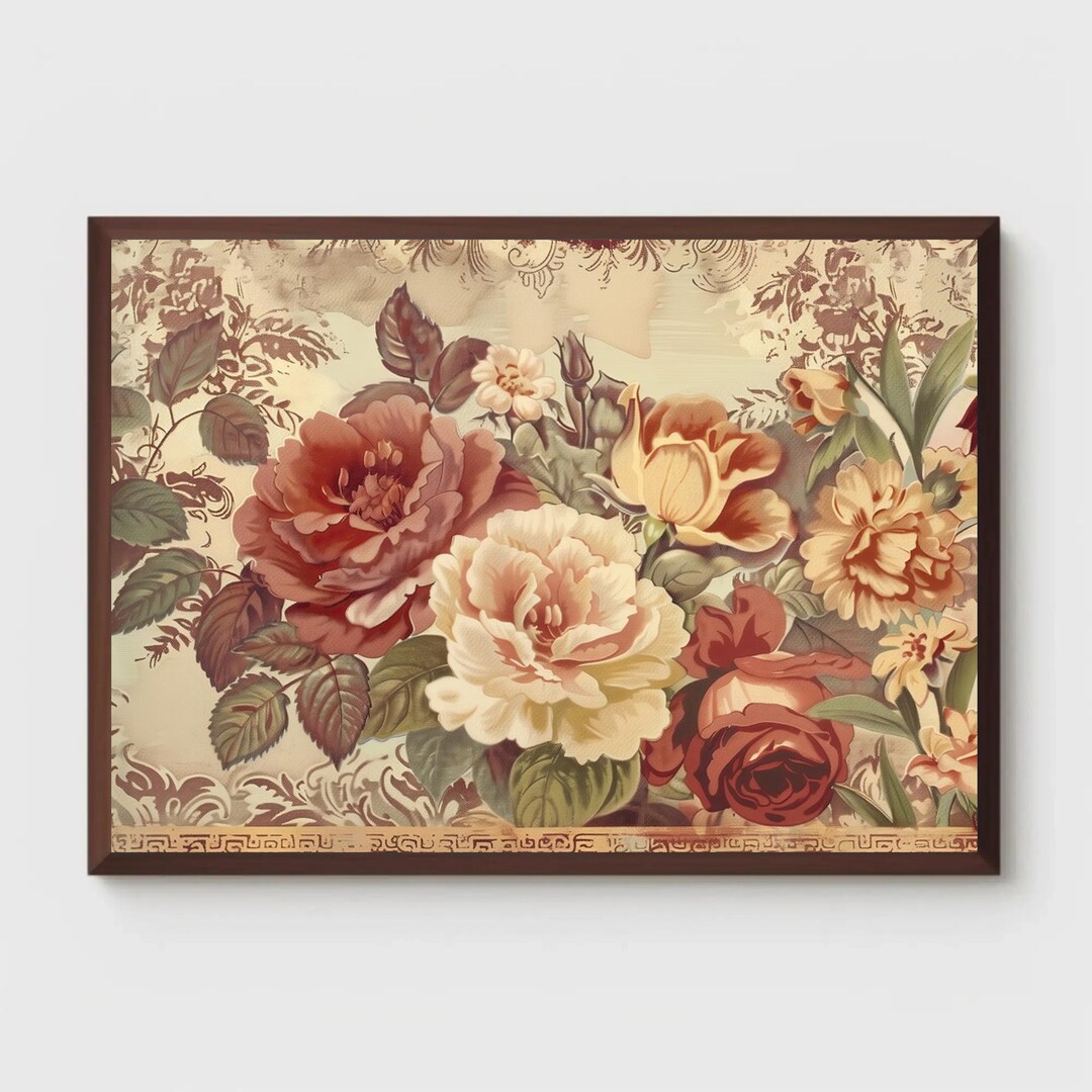 Victorian Flowers Art | Flower Decoration | Roses Print | Rose Painting ...