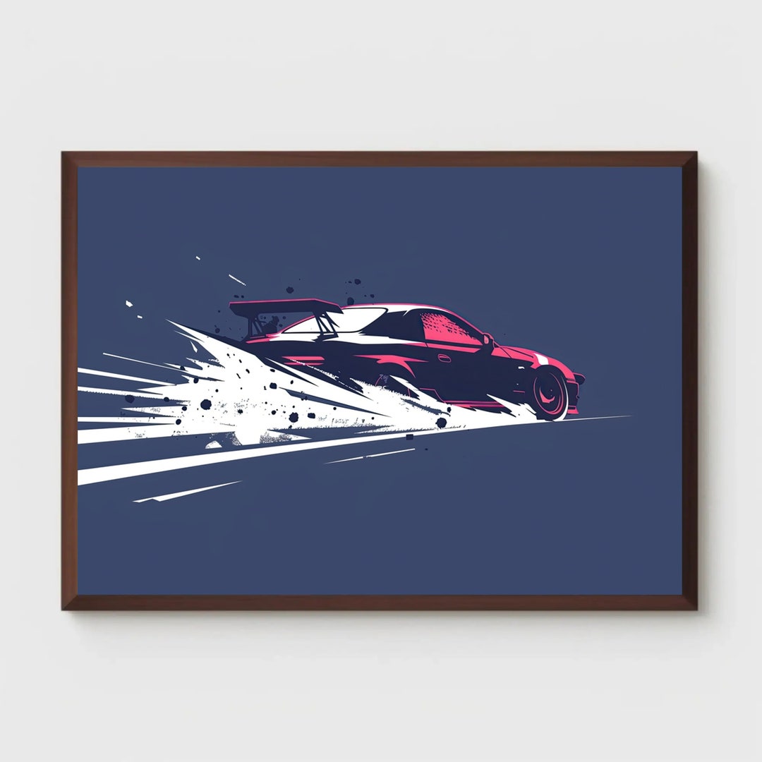 Minimalist Car Art Print | Auto Drawing | Car Sign | Drifting Poster ...