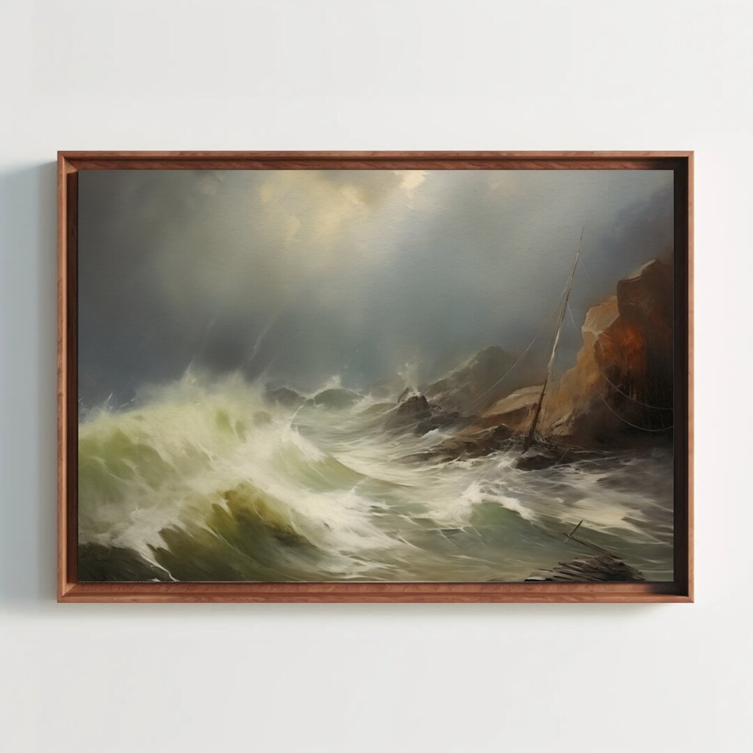 Storm Print | Stormy Sea Painting | Ocean View Decoration | Weather ...