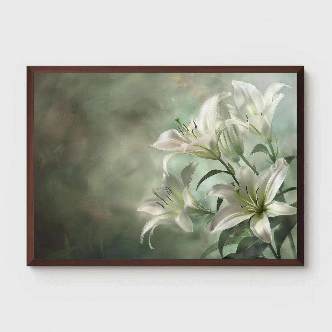 Lilies Art | Lilies Painting | White Lily Decoration | Flower Poster ...