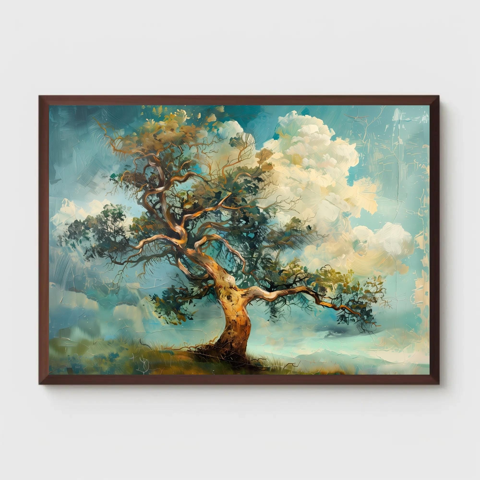 Big Tree Painting | Colourful Artwork | Vintige Print | Old Tree ...