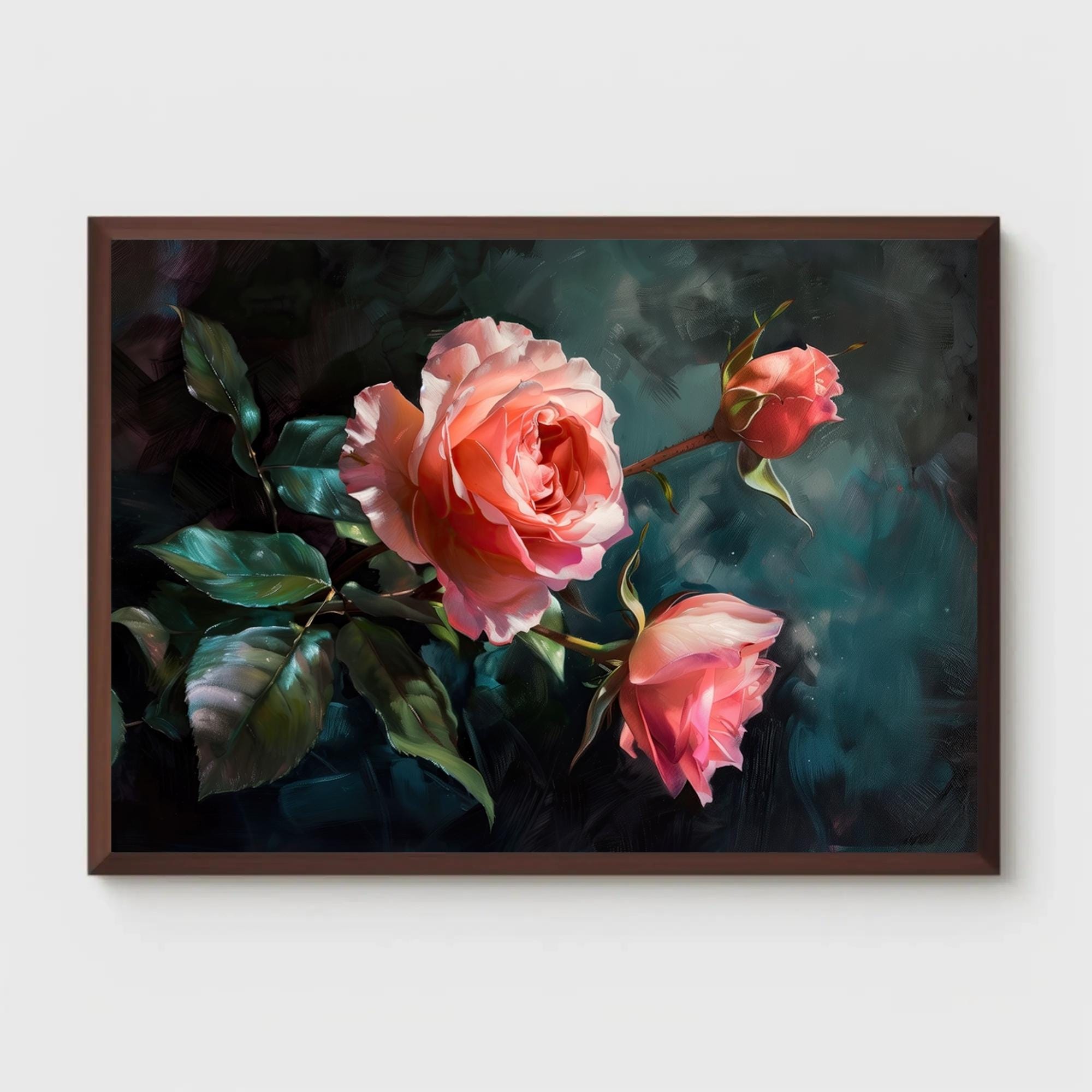 Red Rose Art | Roses Painting | Flower Poster | Flowers Illustration ...