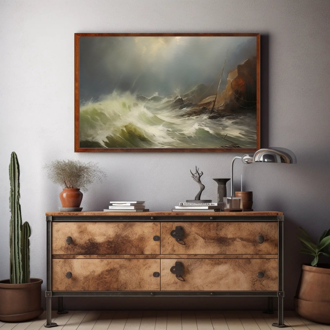 Storm Print | Stormy Sea Painting | Ocean View Decoration | Weather ...