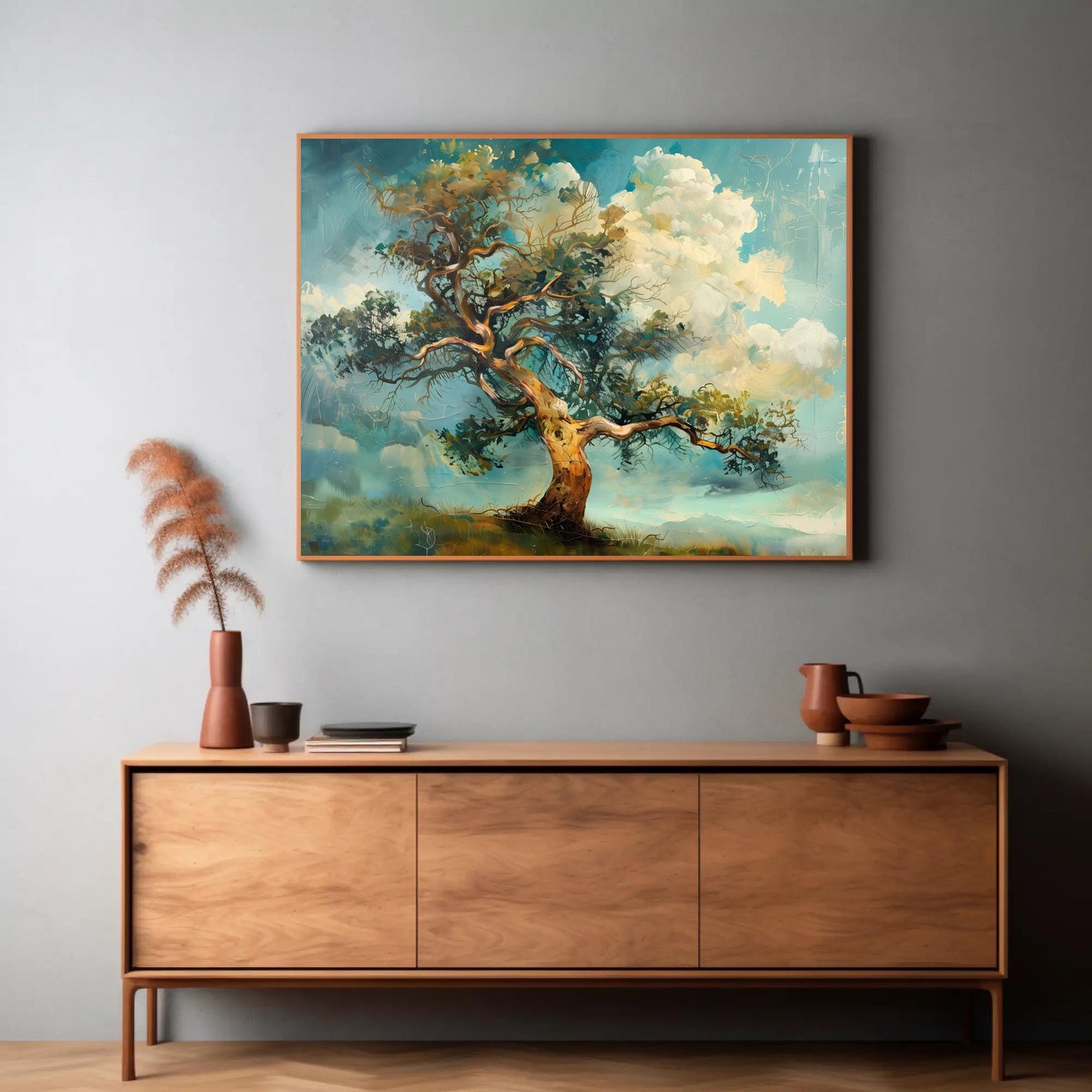 Big Tree Painting | Colourful Artwork | Vintige Print | Old Tree ...