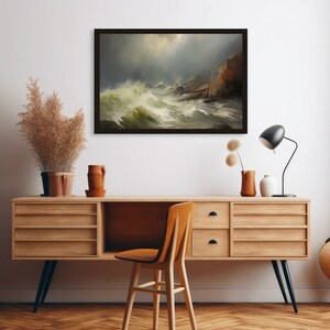 Storm Print | Stormy Sea Painting | Ocean View Decoration | Weather ...