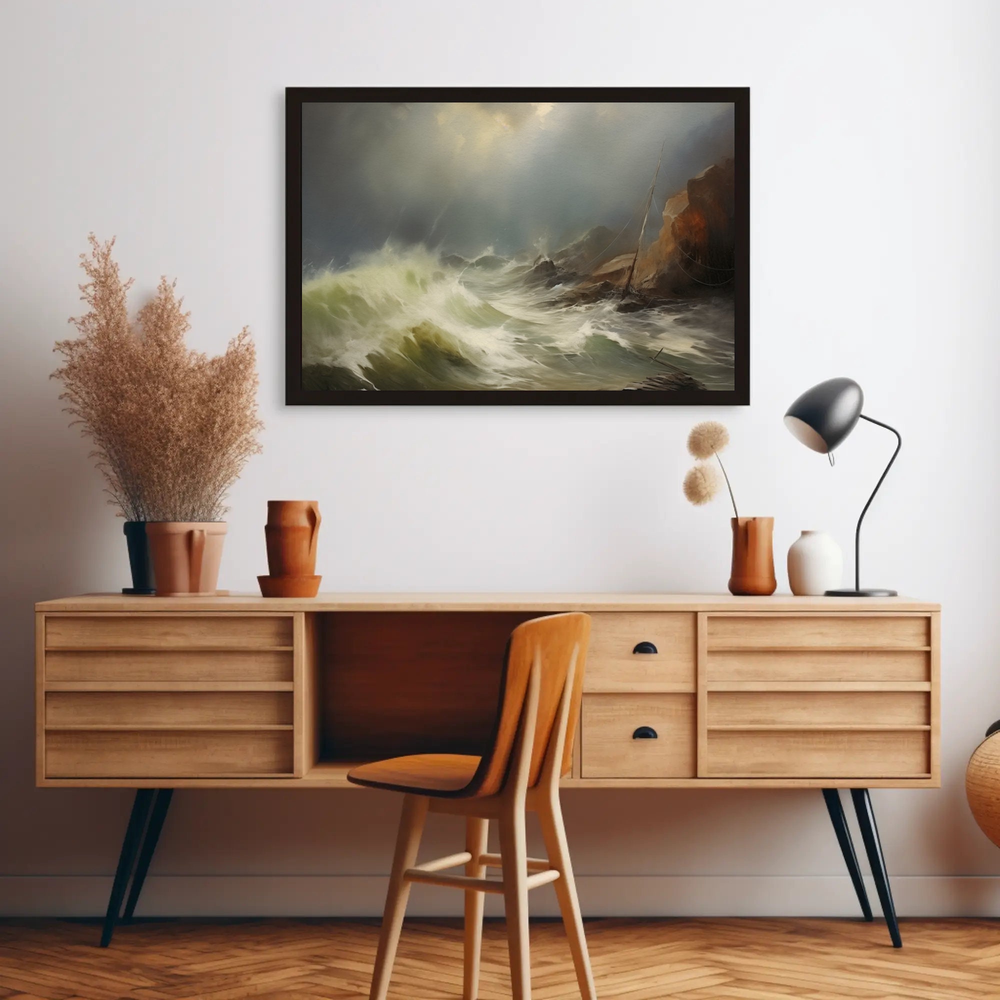 Storm Print | Stormy Sea Painting | Ocean View Decoration | Weather ...