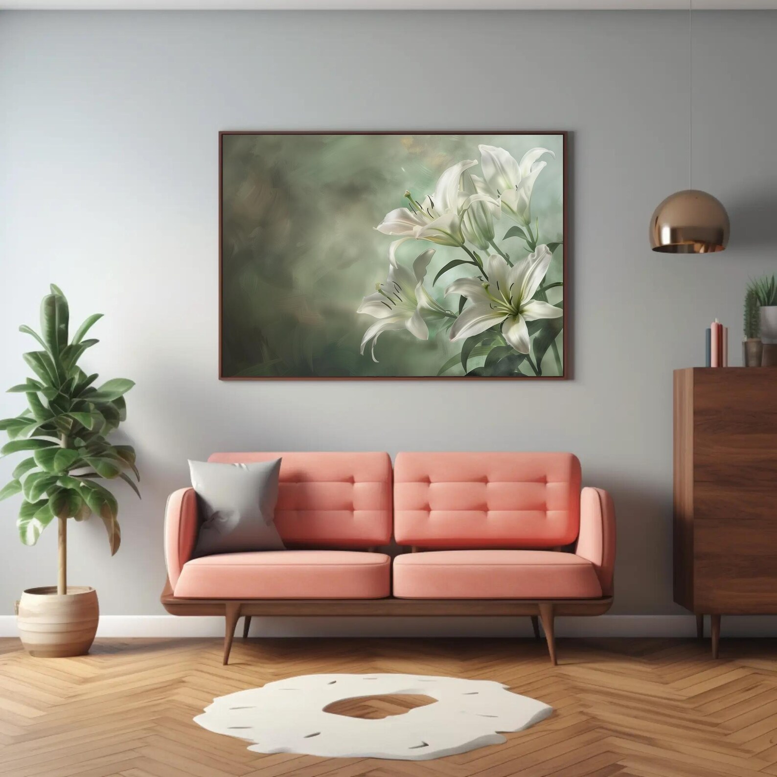 Lilies Art | Lilies Painting | White Lily Decoration | Flower Poster ...