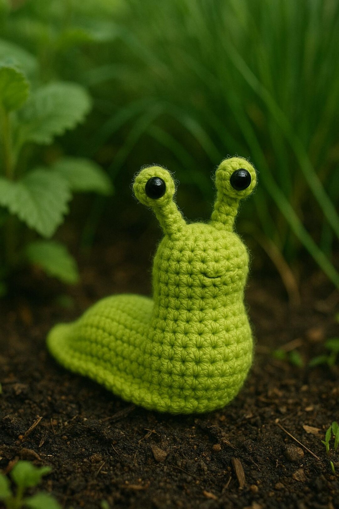 Handmade Crochet Slug Amigurumi, Cute Green Snail Plush Toy, Soft ...