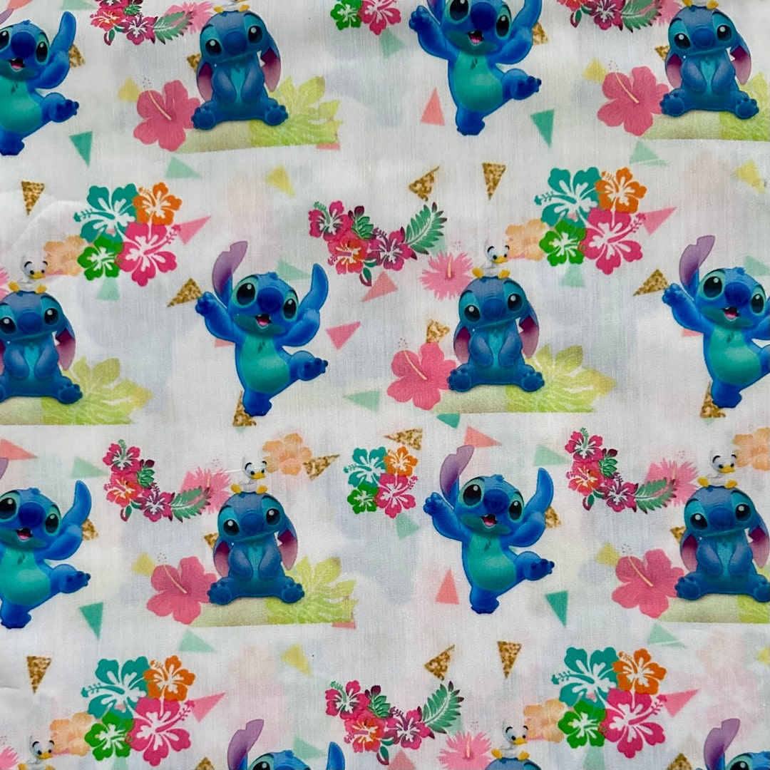 Stitch & Scrump Flower Hawaii Character Fabric Poly Cotton/100% Cotton ...