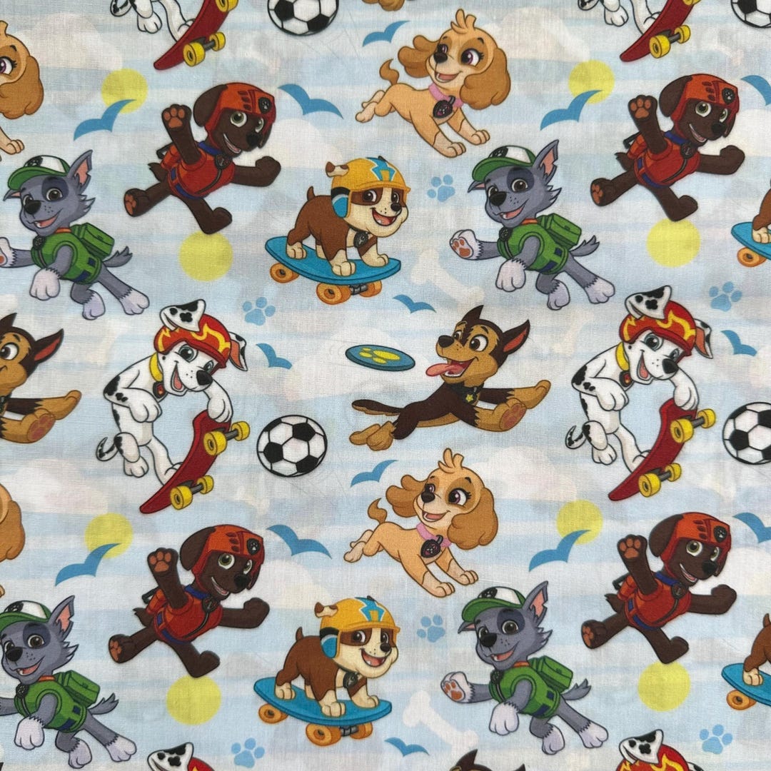 Paw Patrol Dog Character Fabric Poly Cotton/100% Cotton Fat Quarter ...