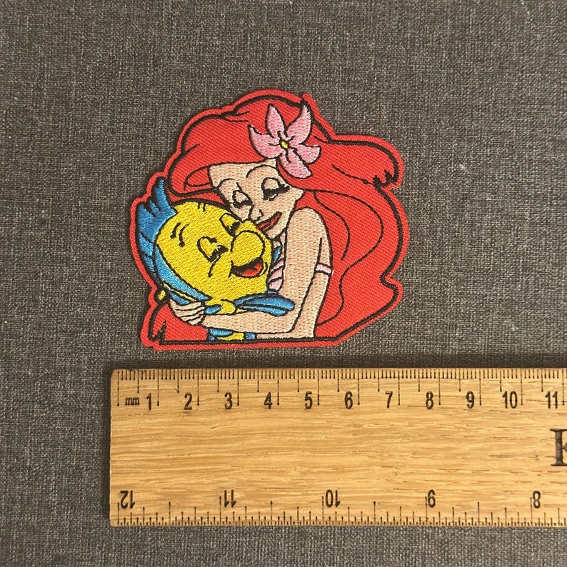 The Little Mermaid Ariel Flounder Princess Embroidered Applique Patch ...