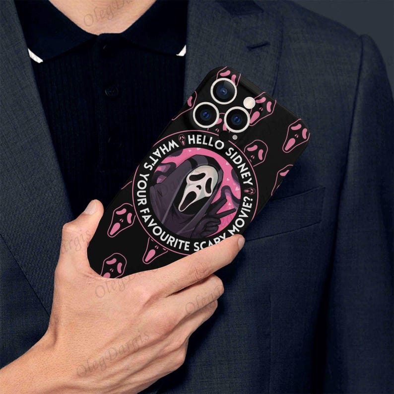 Hello Sidney Ghostface Pink Horror Phone Case, Cute Scary Movie Quote ...