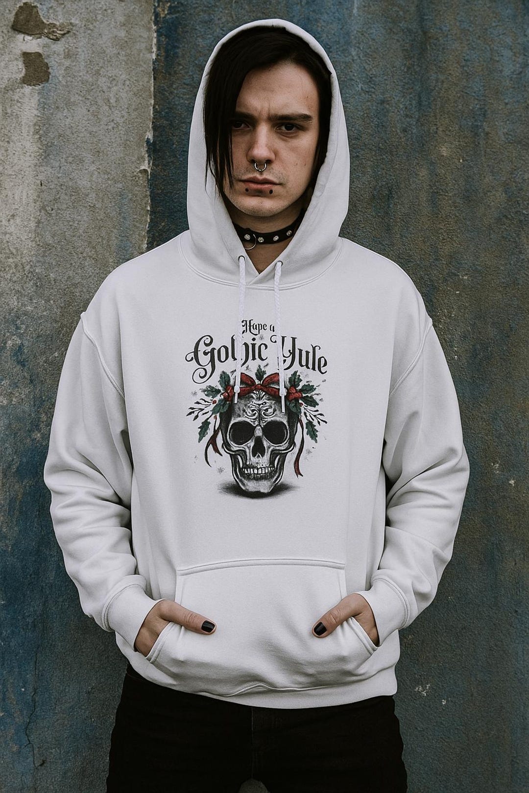 Gothic Yule Skull Hoodie: Dark Christmas Sweatshirt - Etsy
