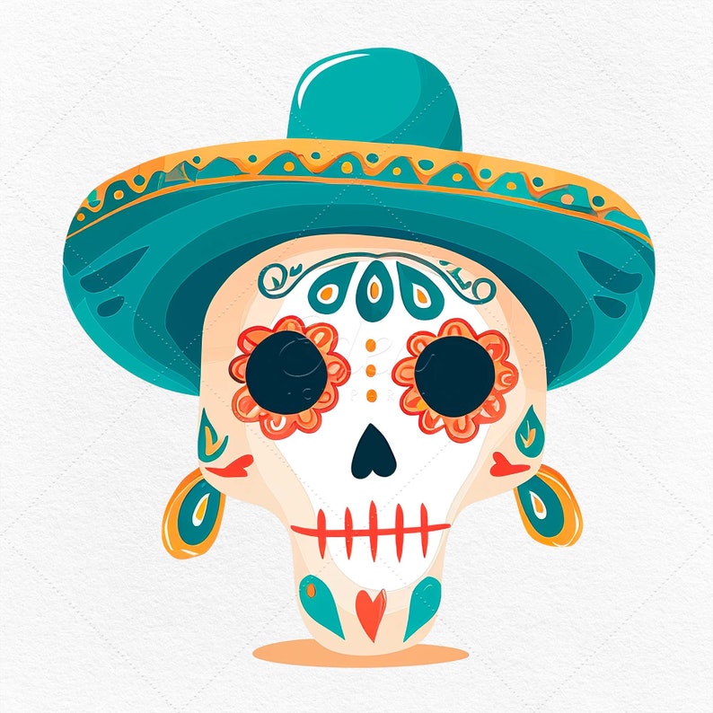 8 Mexican Sugar Skulls Clipart Download Day of the Dead Clip Art Print ...