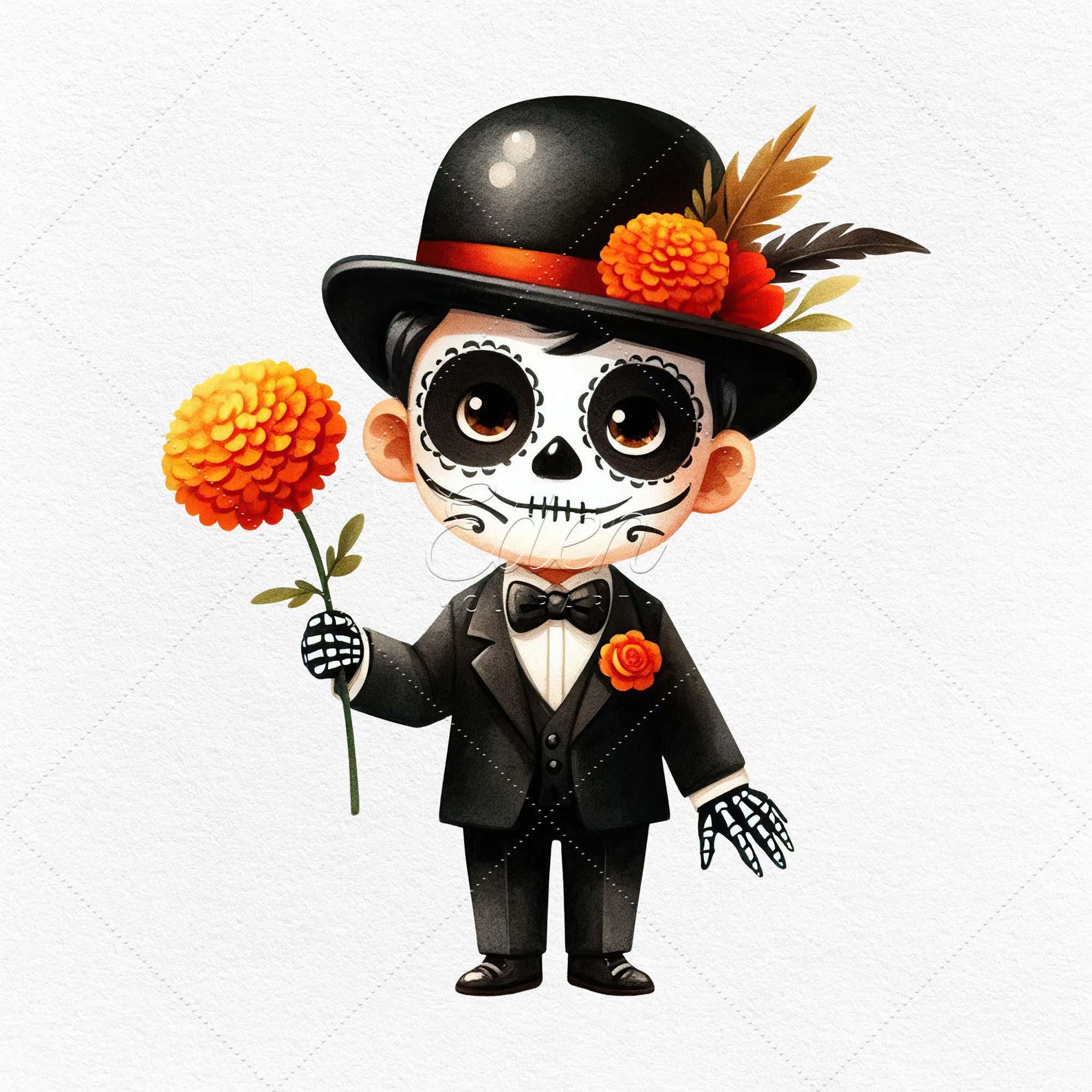 10 Cute Watercolor Catrín Clipart • Day of the Dead Clip Art • PNG ...