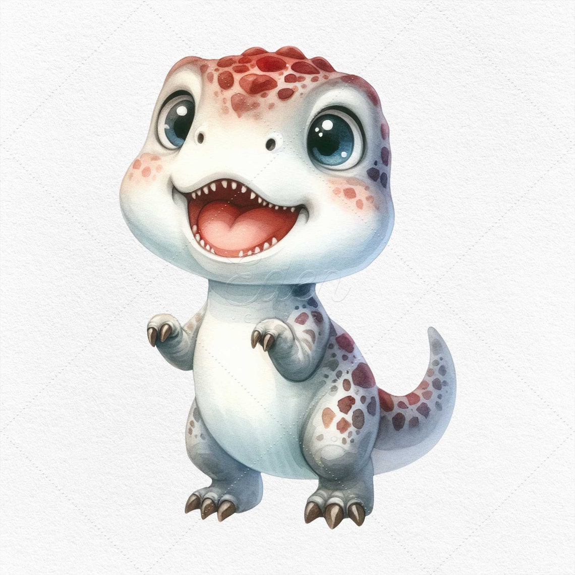 8 Baby Dinosaurs Clipart Images • Watercolor PNG + JPG Instant Download ...