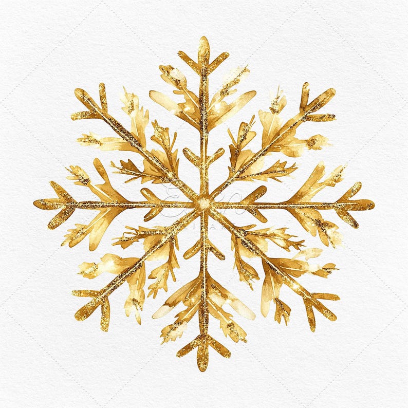 10 Gold Snowflake Clipart PNG/JPG • Christmas Snowflakes • Gold Holiday ...
