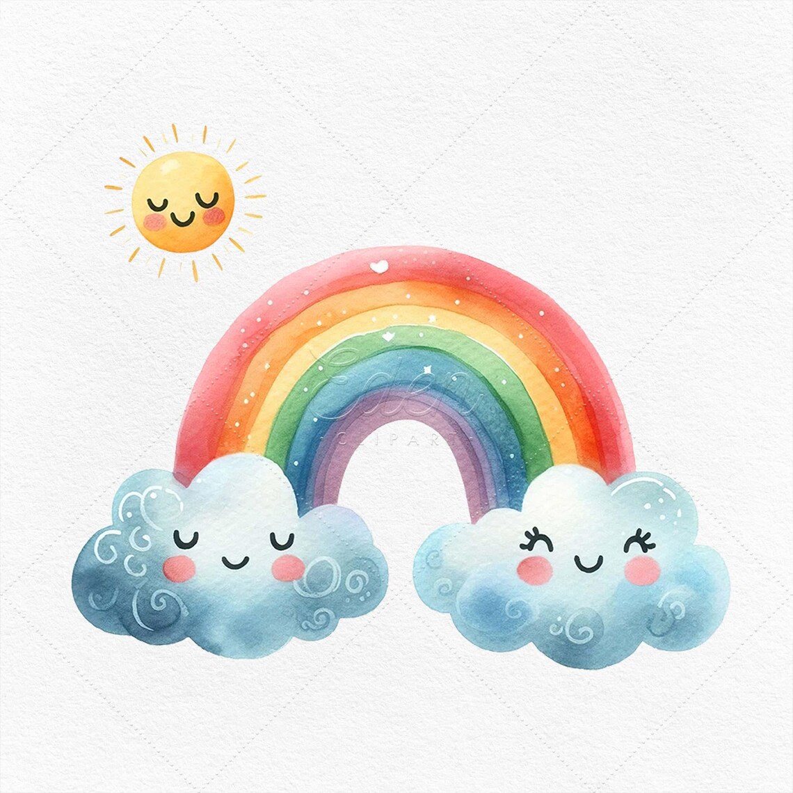 10 Watercolor Rainbow Clipart Cute Rainbow PNG and JPG Images Instant ...