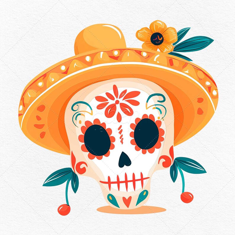 8 Mexican Sugar Skulls Clipart Download Day of the Dead Clip Art Print ...