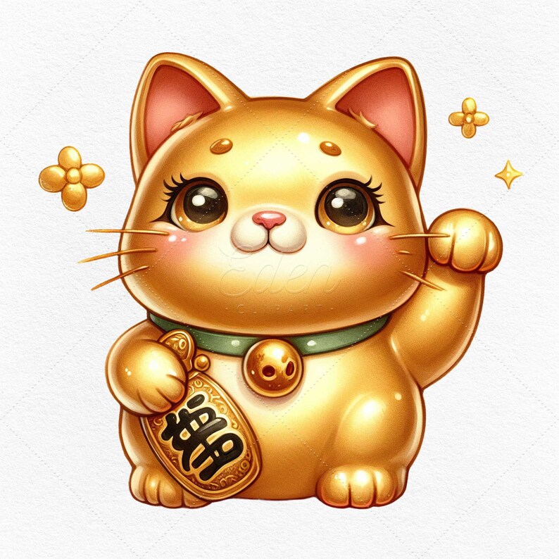 8 Cute Lucky Cats Instant Download Images • Fortune Cats PNG + JPG ...