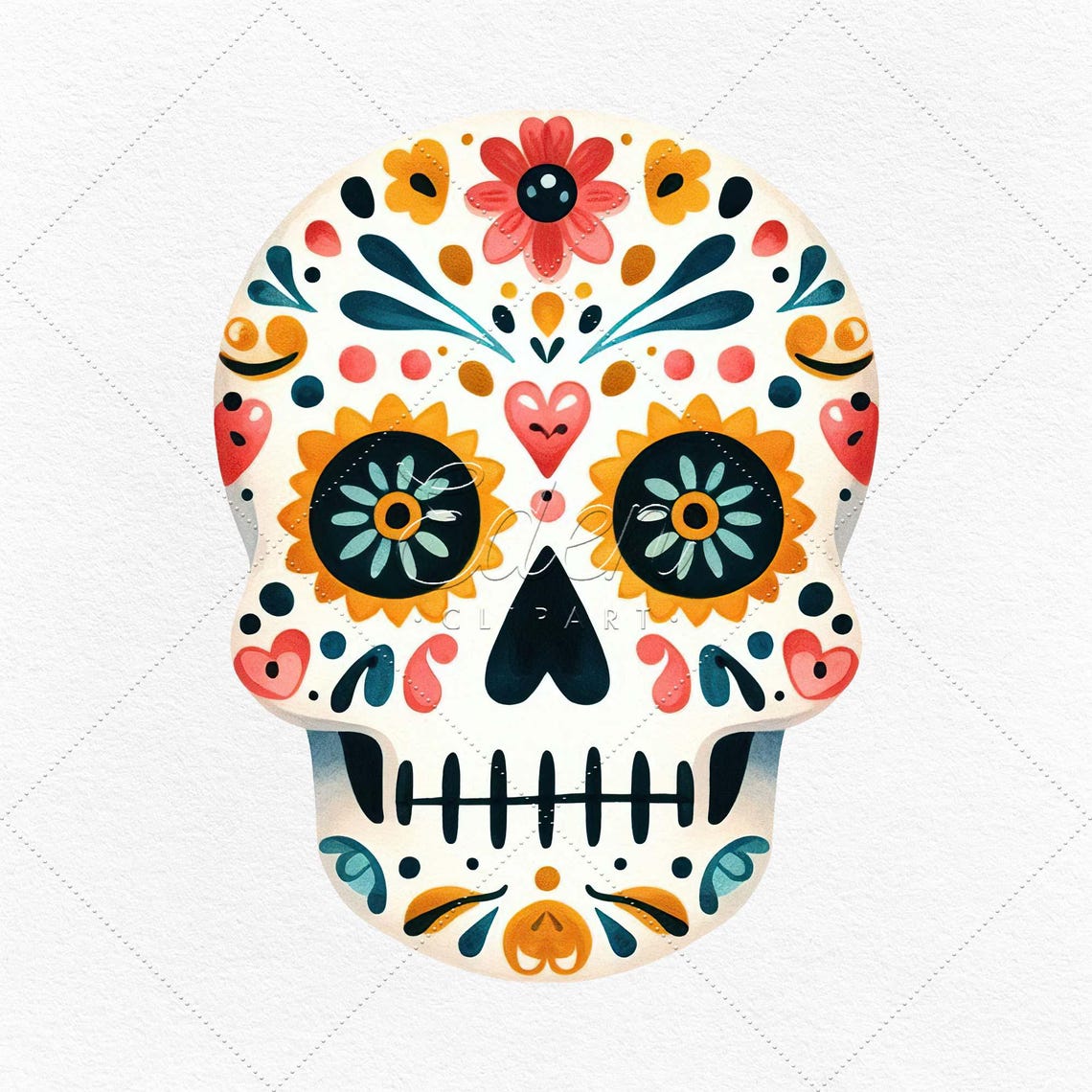 10 Sugar Skull Clipart • Día De Muertos JPG Designs • Downloadable High ...
