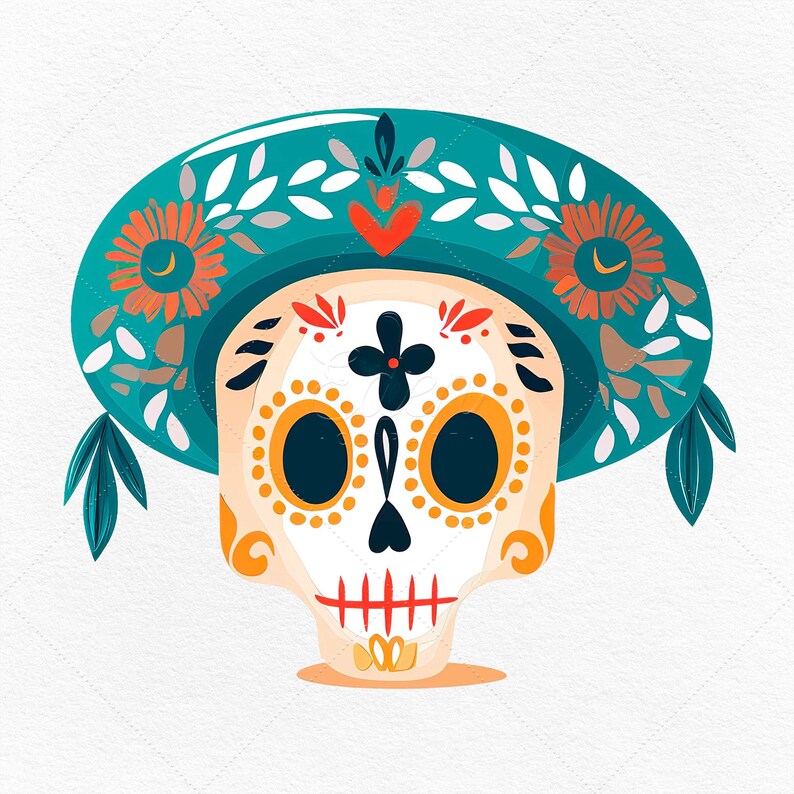 8 Mexican Sugar Skulls Clipart Download Day of the Dead Clip Art Print ...