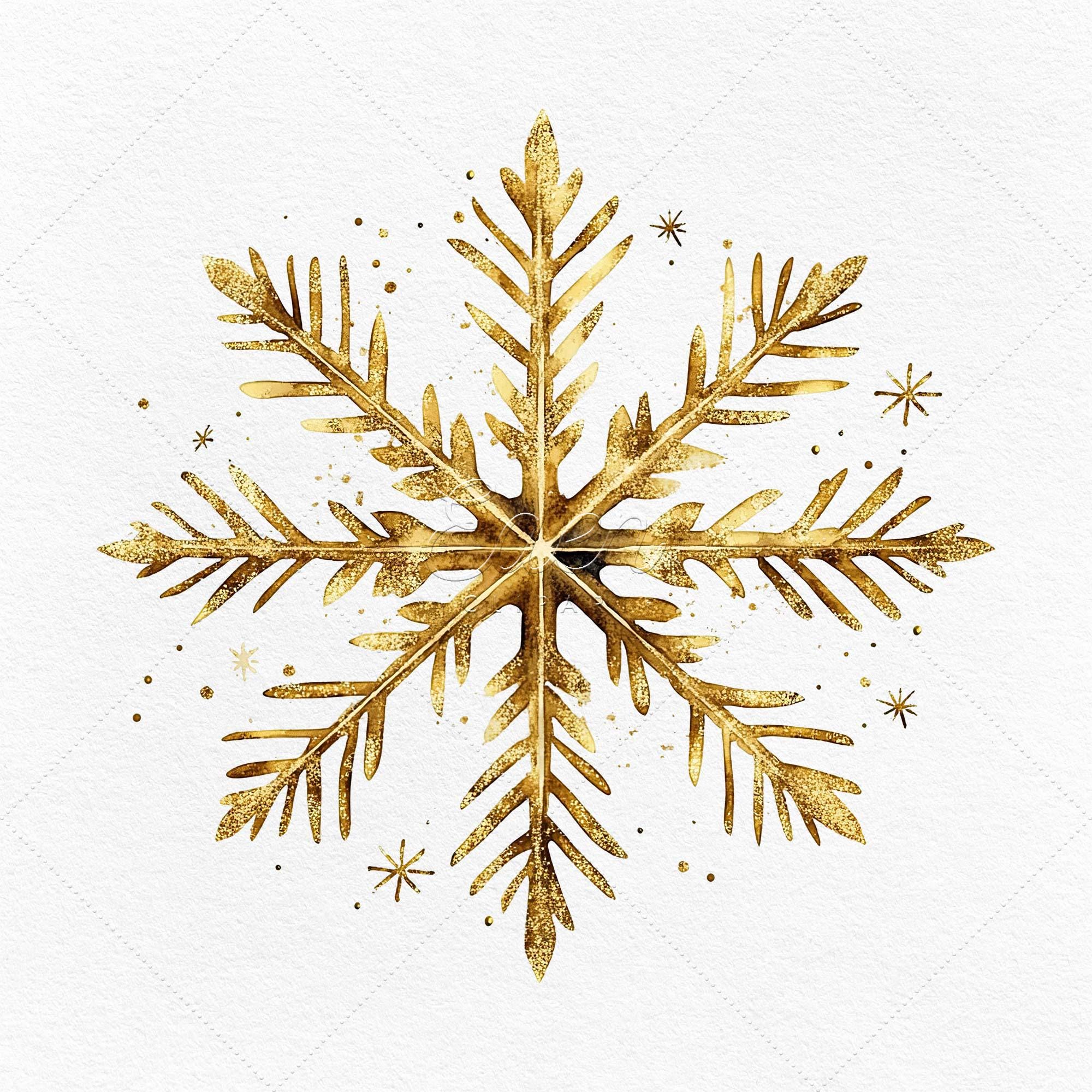 10 Gold Snowflake Clipart PNG/JPG • Christmas Snowflakes • Gold Holiday ...