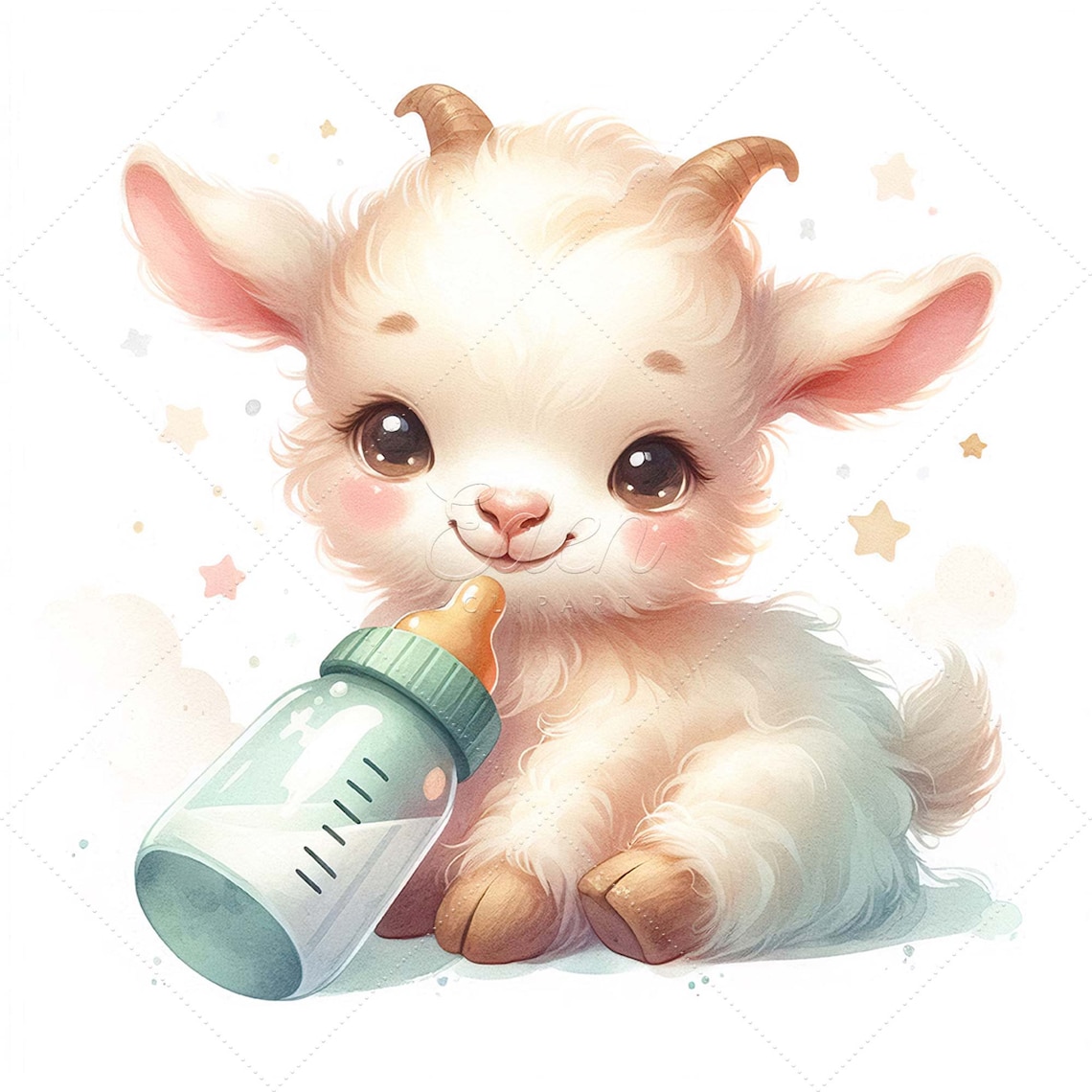 10 Super Sweet Farm Animals With Bottle • JPG Images White Background ...