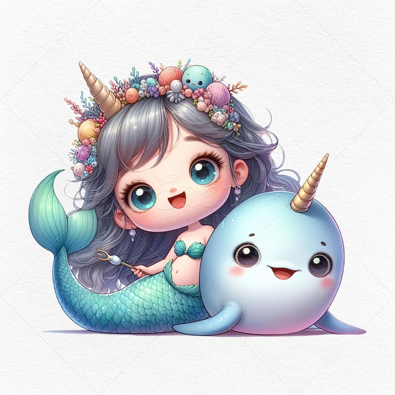 6 PNG Clipart Images • Cute Mermaids Posing With Friends • Clip Art and ...