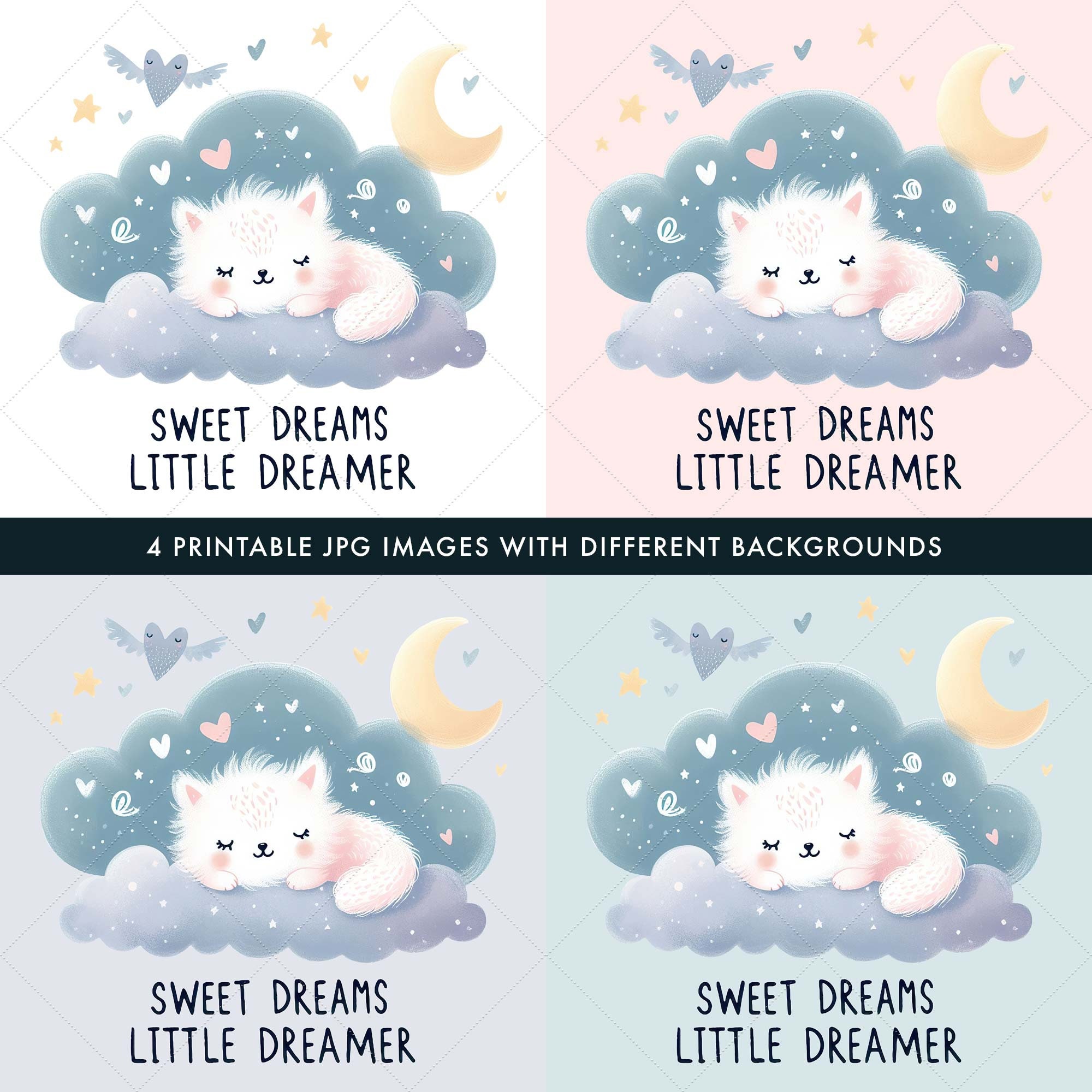 Sweet Dreams Little Dreamer Clipart Image • Cute Sleeping Cat ...