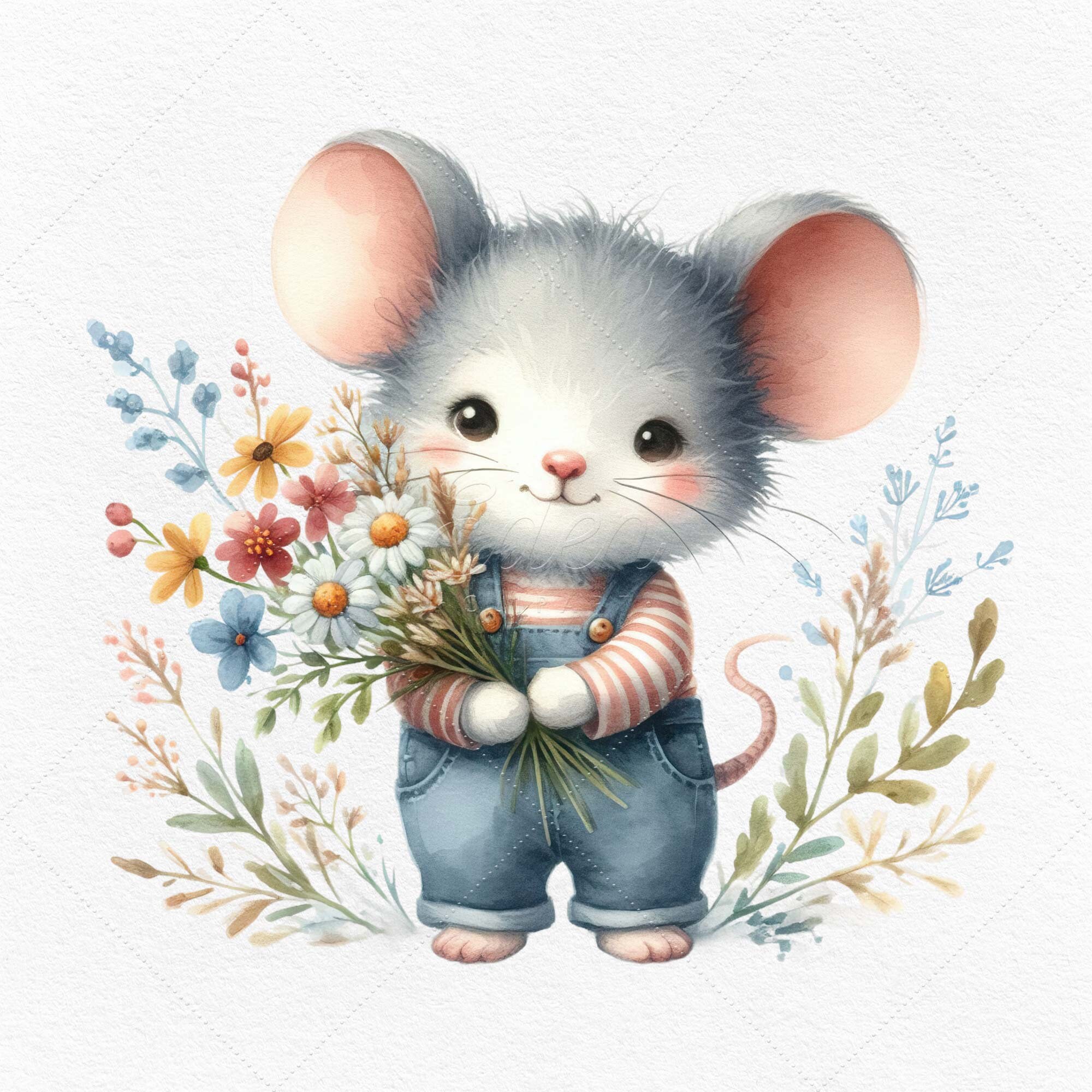 8 Little Mouse Clipart Images Watercolor PNG JPG Instant Download Files ...