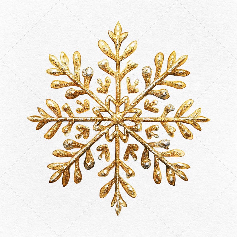 10 Gold Snowflake Clipart PNG/JPG • Christmas Snowflakes • Gold Holiday ...