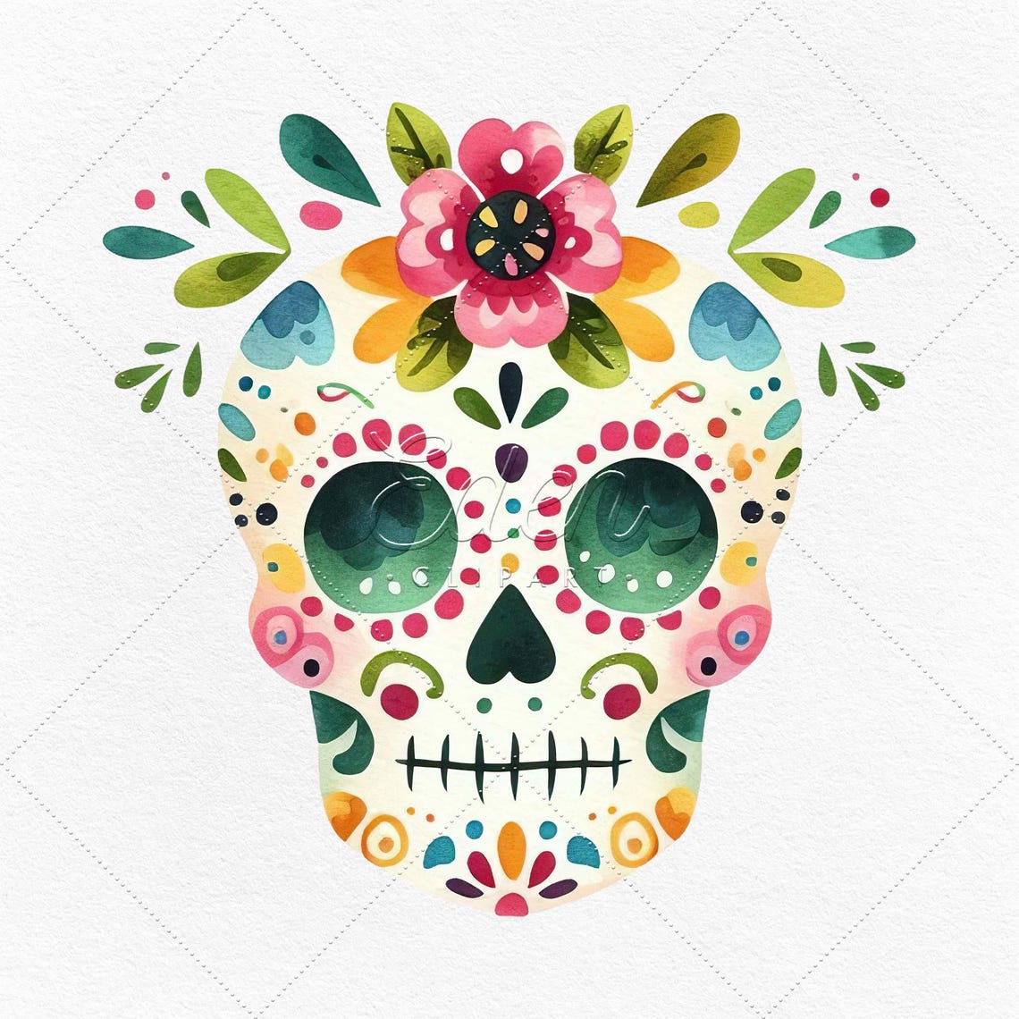 10 Sugar Skull Clipart • Día De Muertos JPG Designs • Downloadable High ...