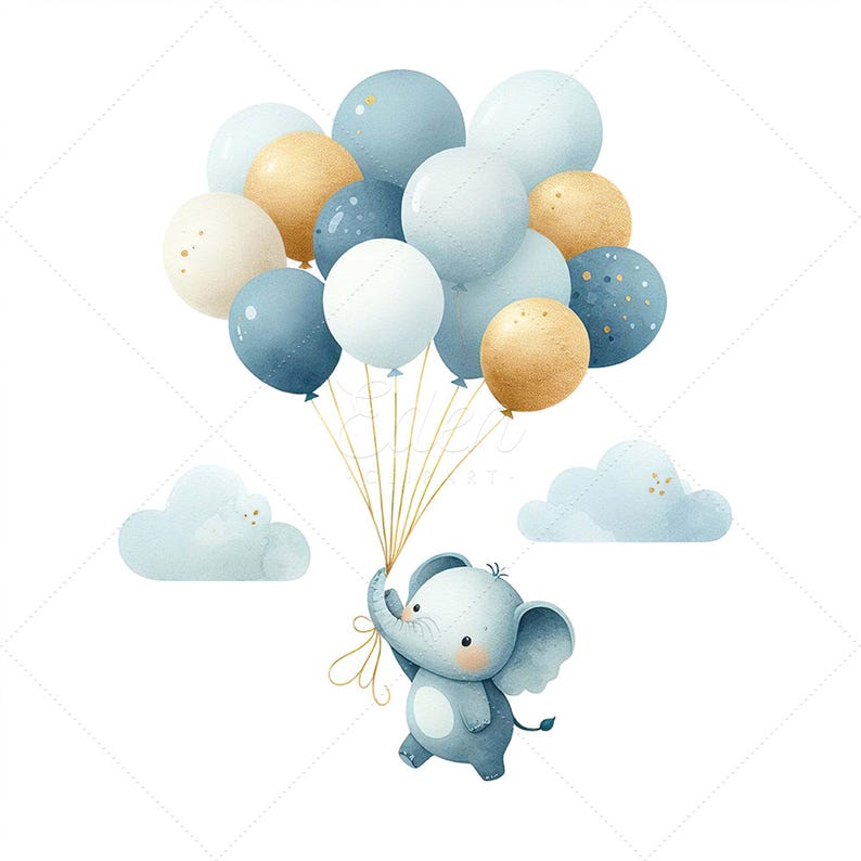 10 Animals With Balloons • Instant Download JPG Images • Flying ...