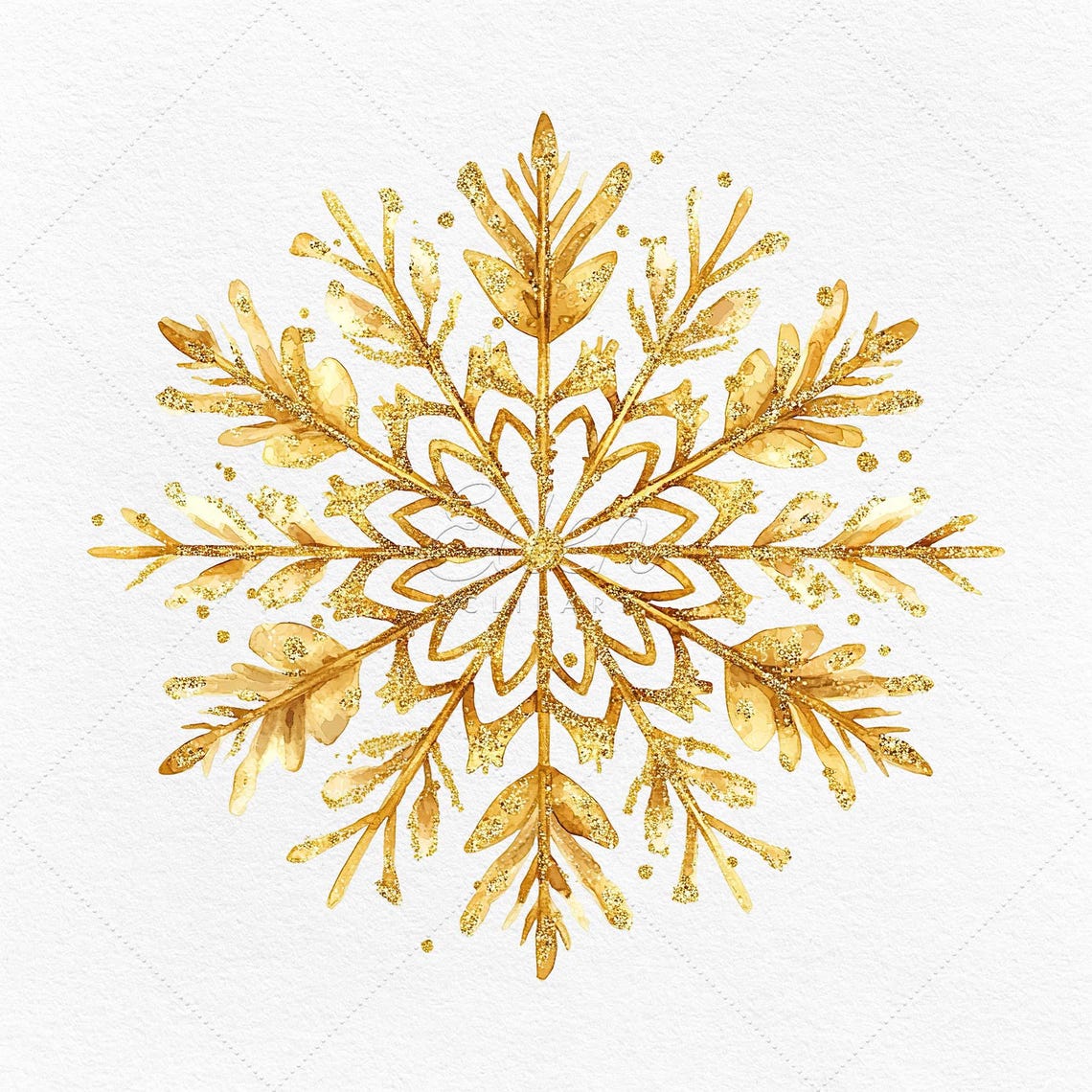 10 Gold Snowflake Clipart PNG/JPG • Christmas Snowflakes • Gold Holiday ...