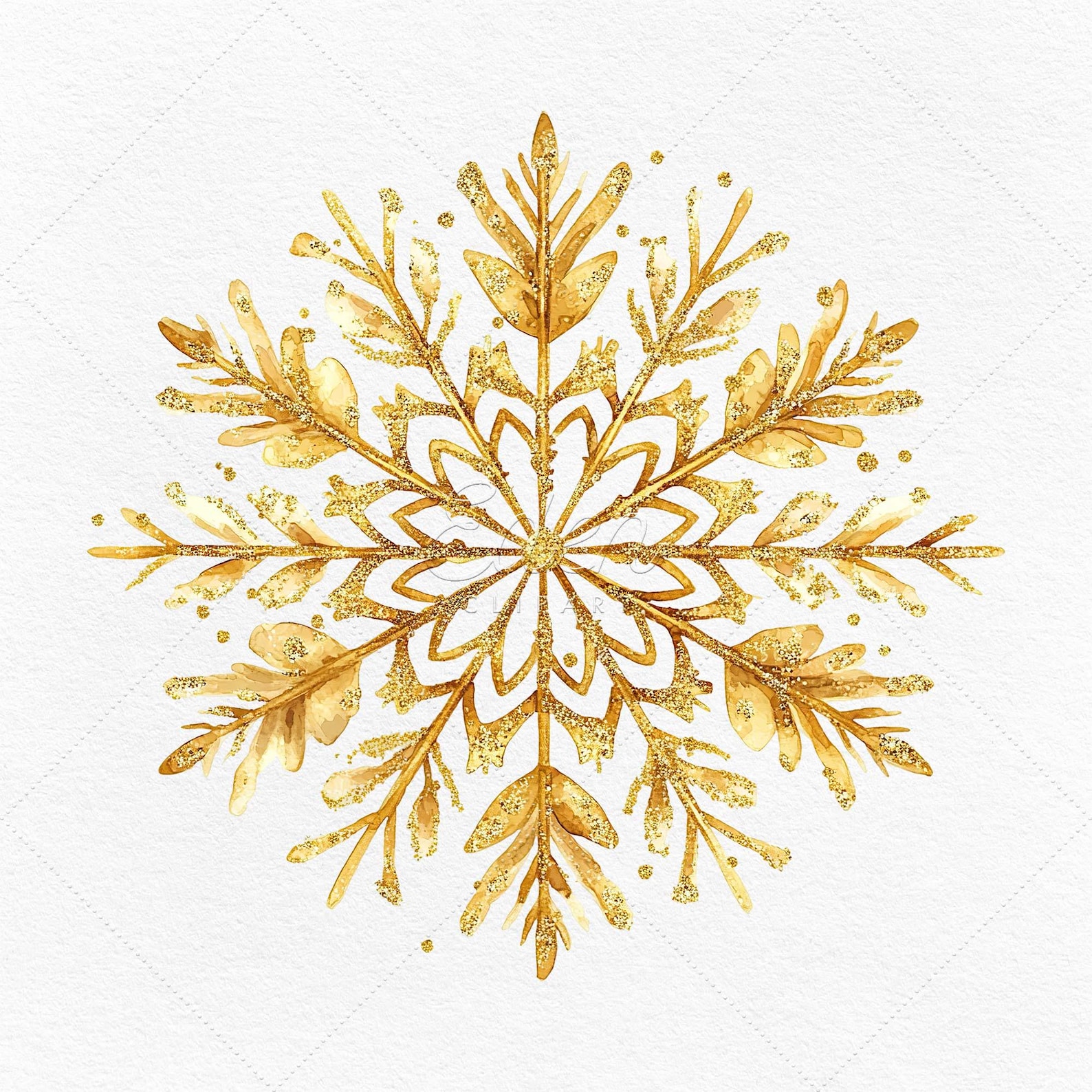 10 Gold Snowflake Clipart PNG/JPG • Christmas Snowflakes • Gold Holiday ...