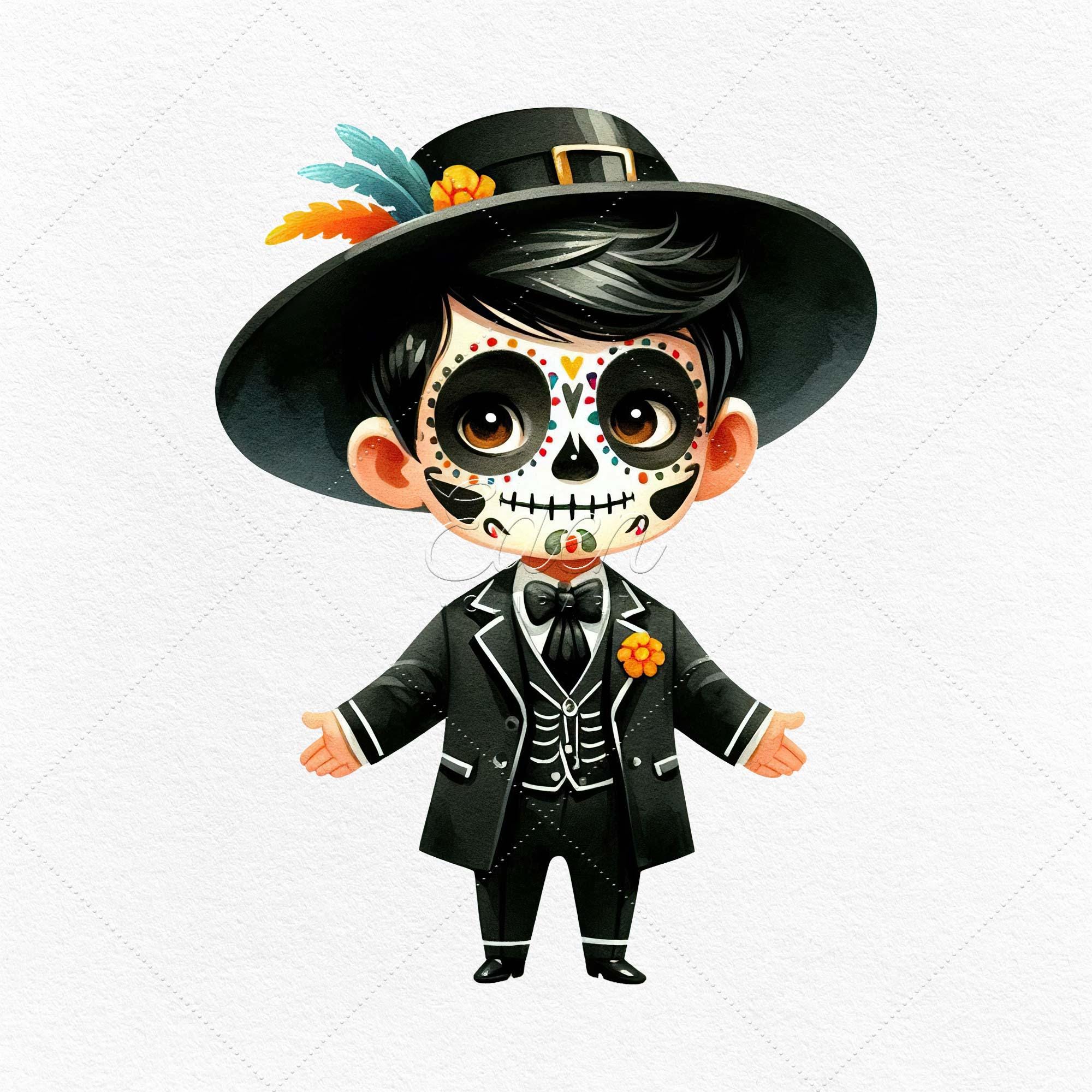 10 Cute Watercolor Catrín Clipart • Day of the Dead Clip Art • PNG ...