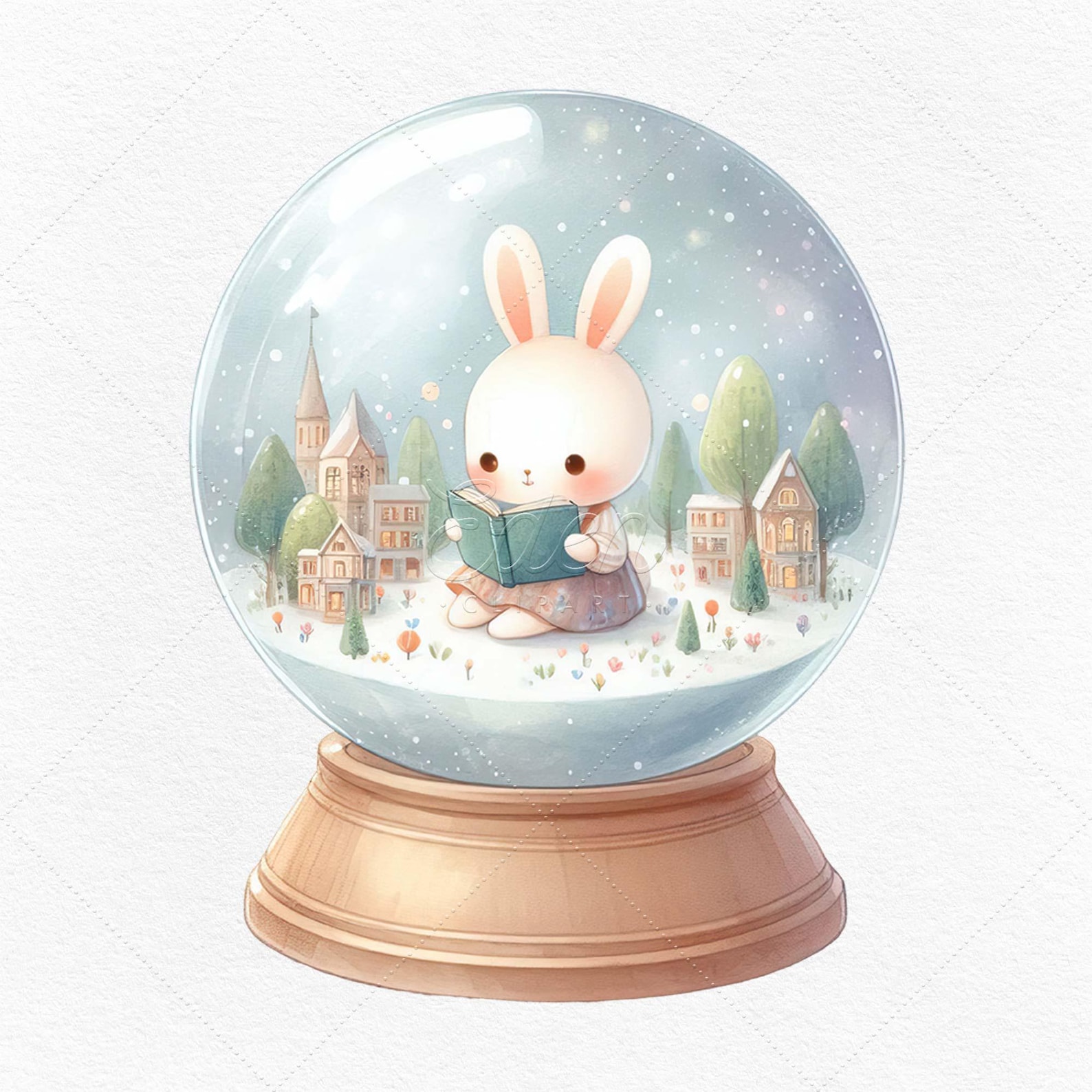 10 Adorable Bunny Snow Globe Clipart • Cute Bunny PNG & JPG Sublimation ...