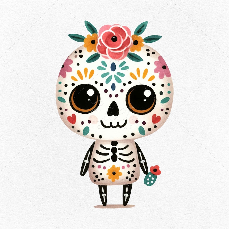 8 Cute Sugar Skulls Images PNG JPG Files Instant Download Day of the ...