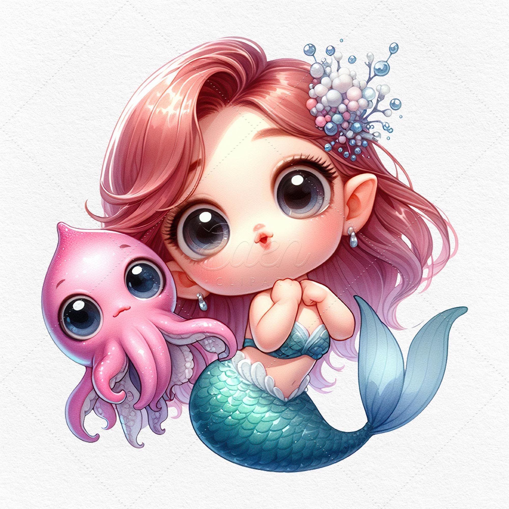 6 PNG Clipart Images • Cute Mermaids Posing With Friends • Clip Art and ...