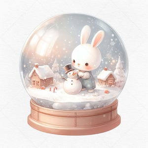 10 Adorable Bunny Snow Globe Clipart • Cute Bunny PNG & JPG Sublimation ...