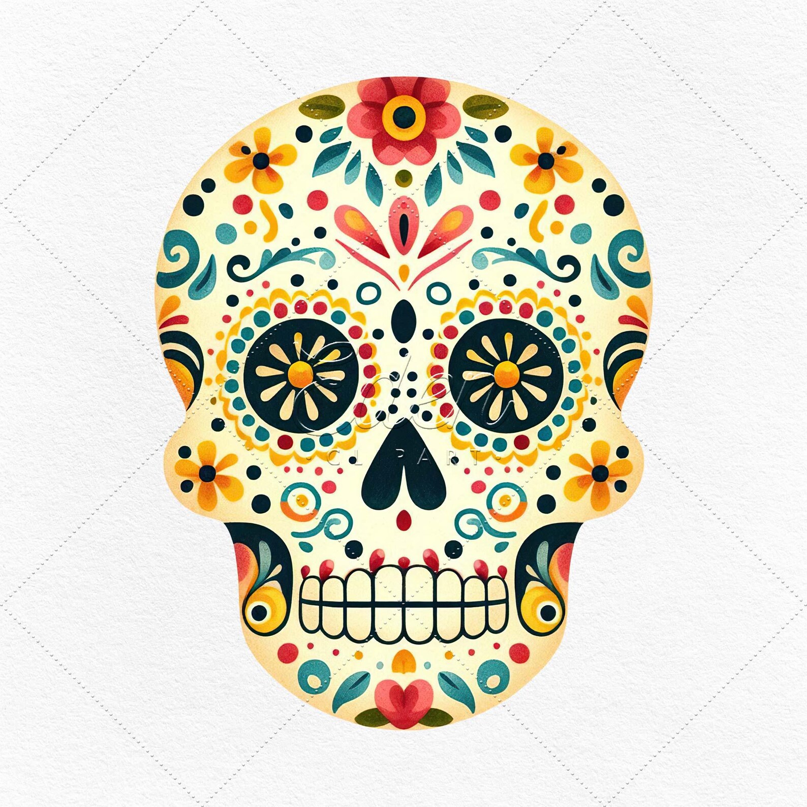 10 Sugar Skull Clipart • Día De Muertos JPG Designs • Downloadable High ...