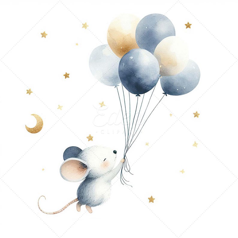10 Animals With Balloons • Instant Download JPG Images • Flying ...