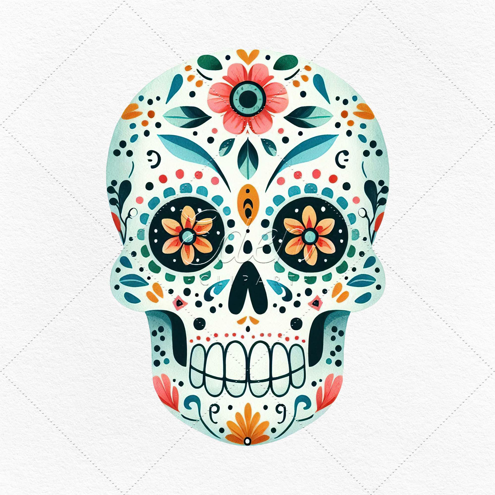 10 Sugar Skull Clipart • Día De Muertos JPG Designs • Downloadable High ...