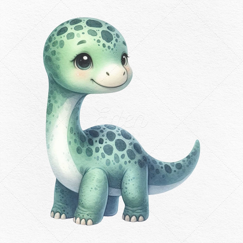 8 Baby Dinosaurs Clipart Images • Watercolor PNG + JPG Instant Download ...