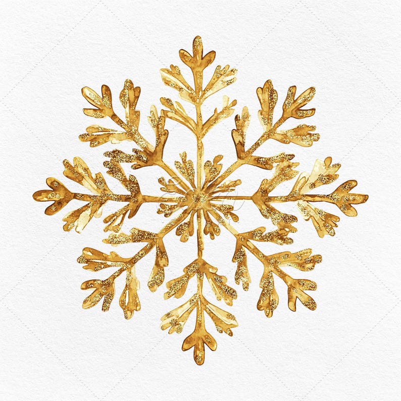 10 Gold Snowflake Clipart PNG/JPG • Christmas Snowflakes • Gold Holiday ...